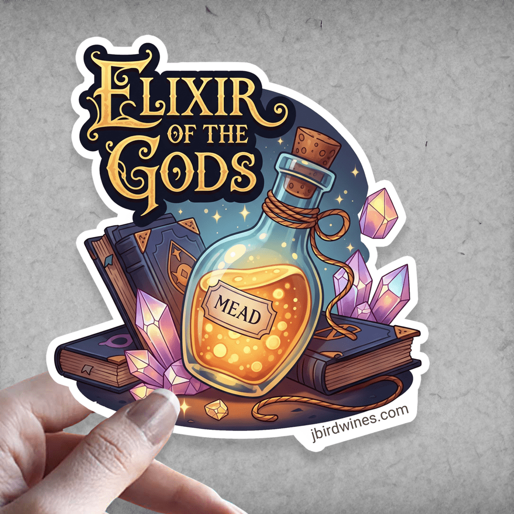 Elixir of the Gods Mead Bottle - Sticker - J. Bird Wines