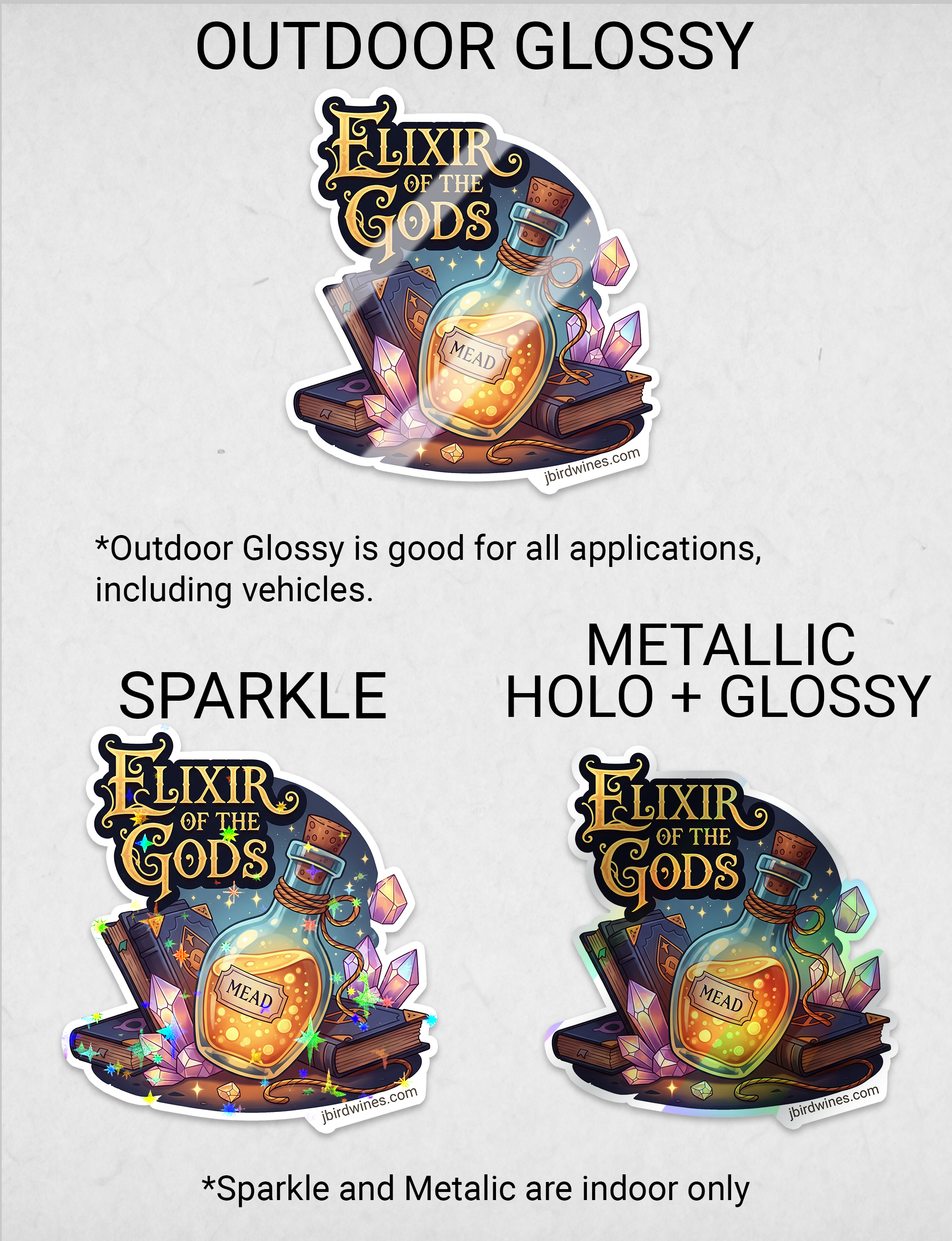 Elixir of the Gods Mead Bottle - Sticker - J. Bird Wines