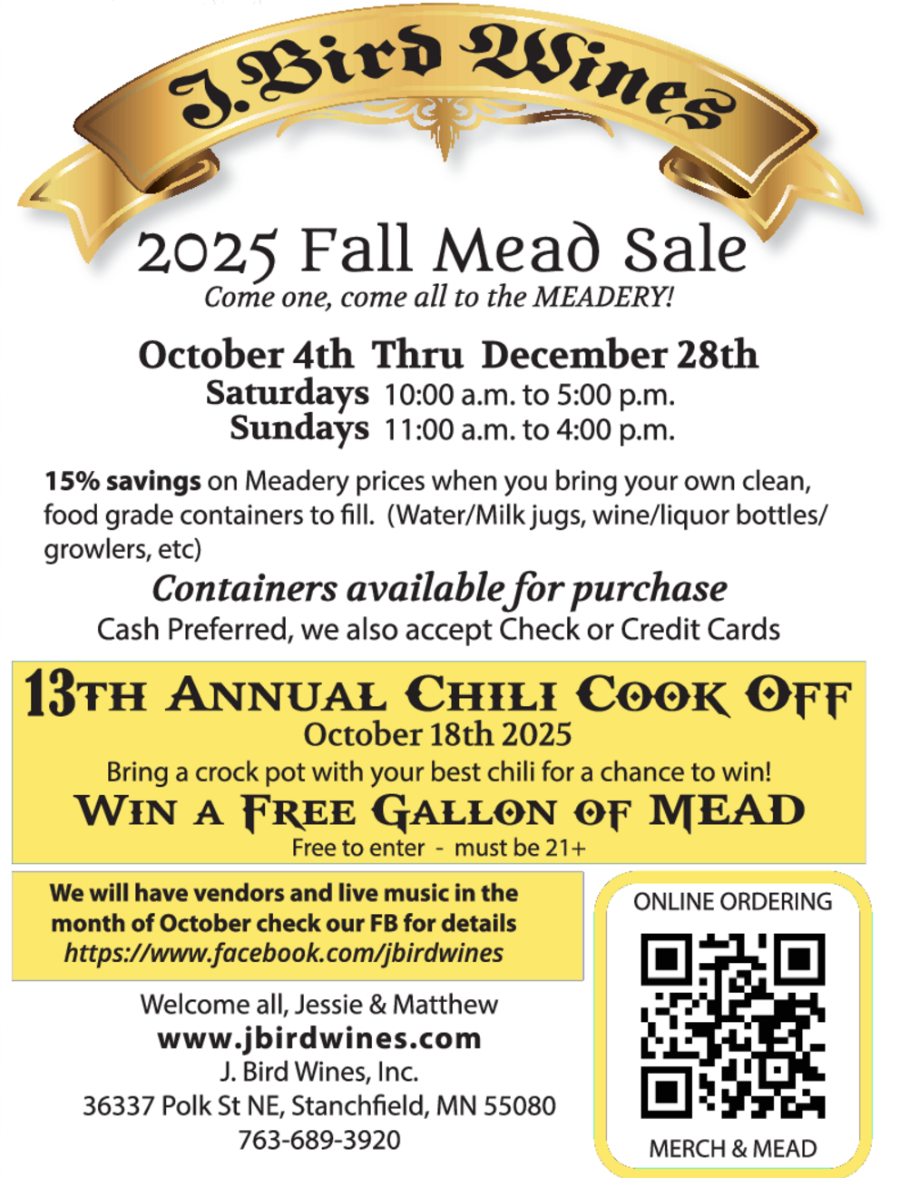 2025 Fall Mead Sale! - J. Bird Wines
